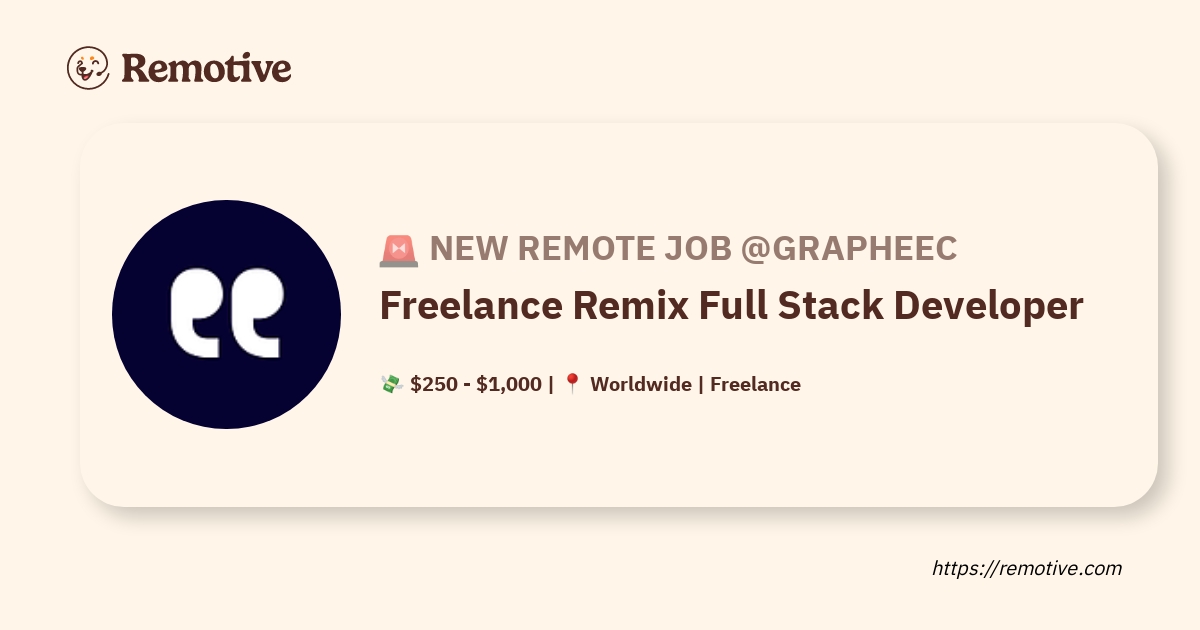 [Hiring] Freelance Remix Full Stack Developer @Grapheec