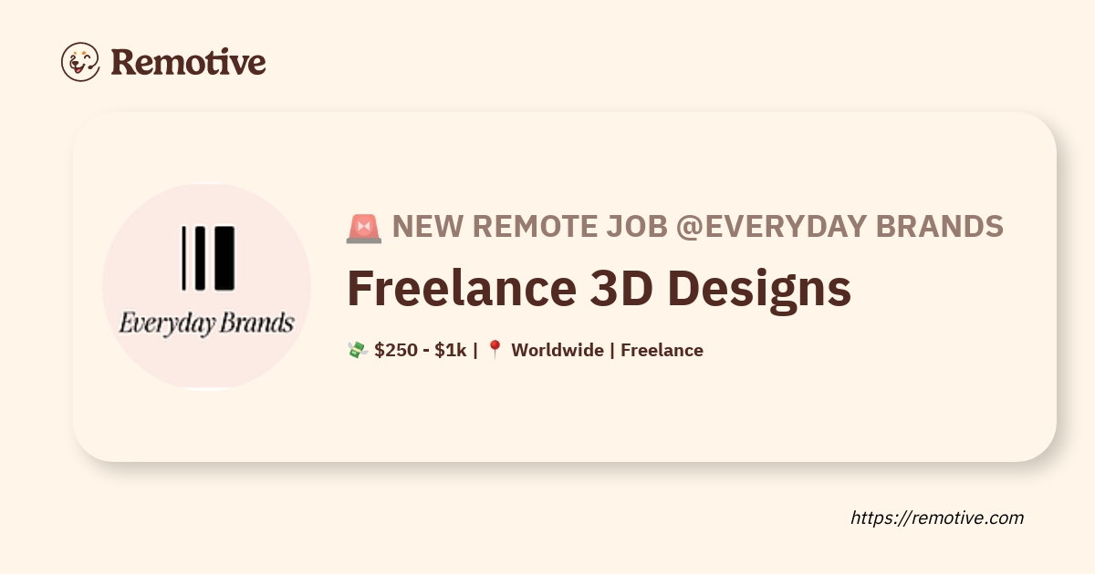 [Hiring] Freelance 3D Designs @Everyday Brands