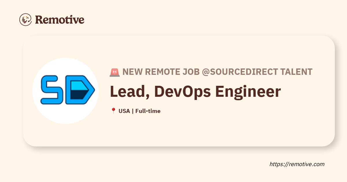 [Hiring] Lead, DevOps Engineer @SourceDirect Talent