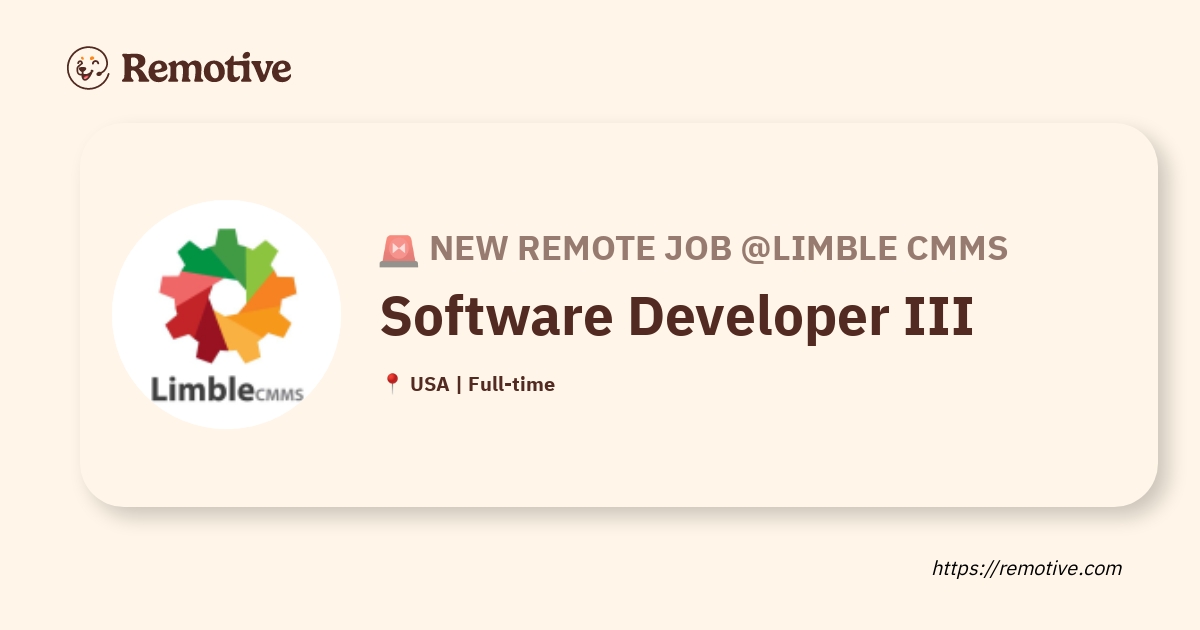 [Hiring] Software Developer III @Limble CMMS
