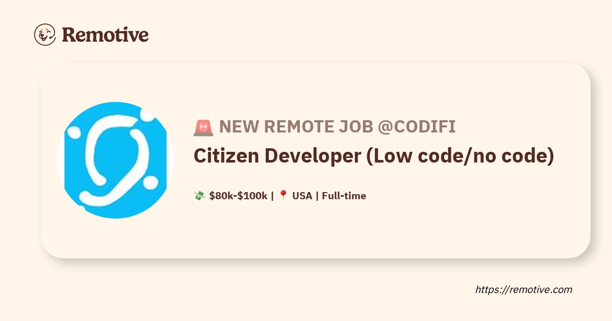 [Hiring] Citizen Developer (Low code/no code) @Codifi