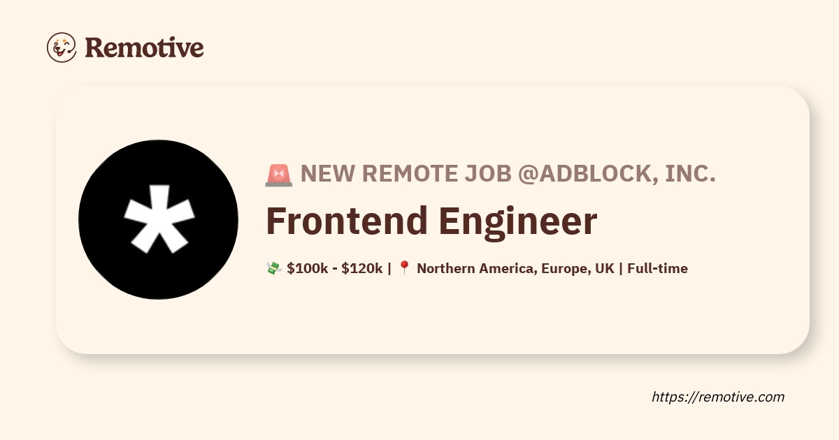 [Hiring] Frontend Engineer @Adblock, Inc.