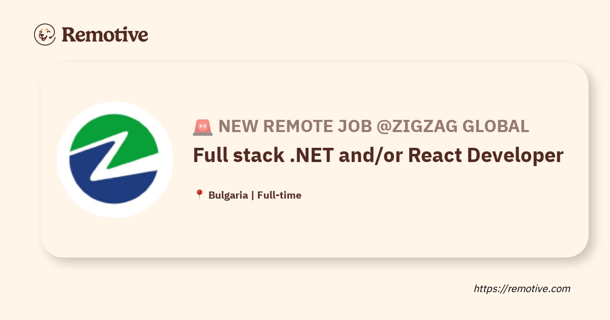 [Hiring] Full stack .NET and/or React Developer @ZigZag Global