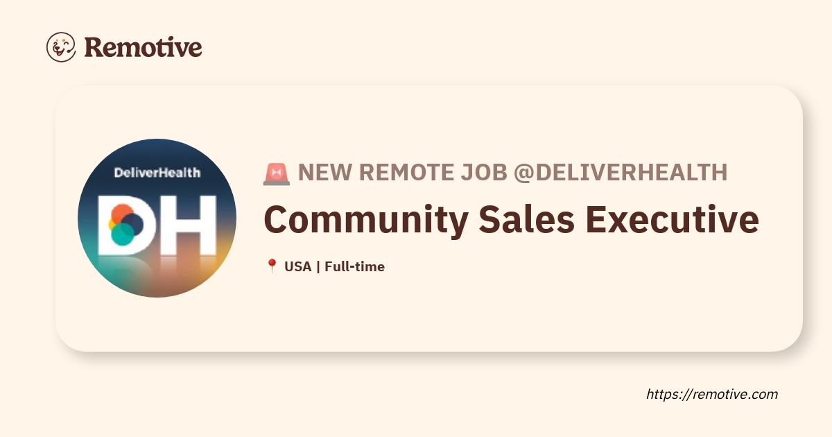 [Hiring] Community Sales Executive @DeliverHealth