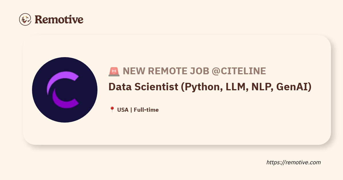 [Hiring] Data Scientist (Python, LLM, NLP, GenAI) @Citeline