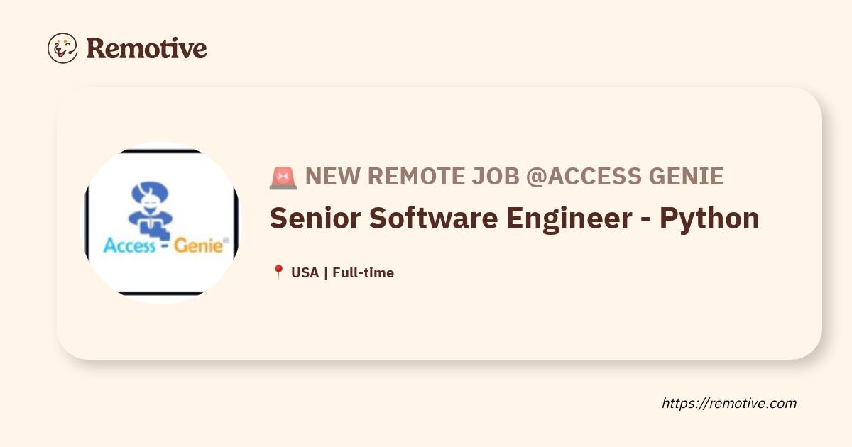 [Hiring] Senior Software Engineer - Python @Access Genie