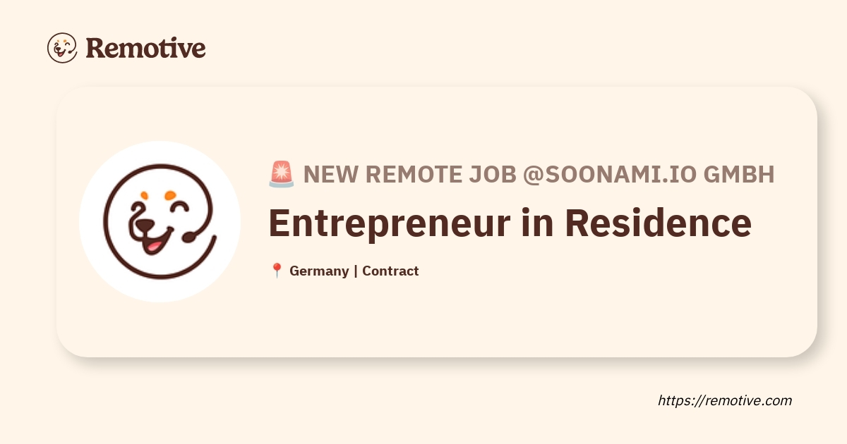 [Hiring] Entrepreneur in Residence @soonami.io GmbH