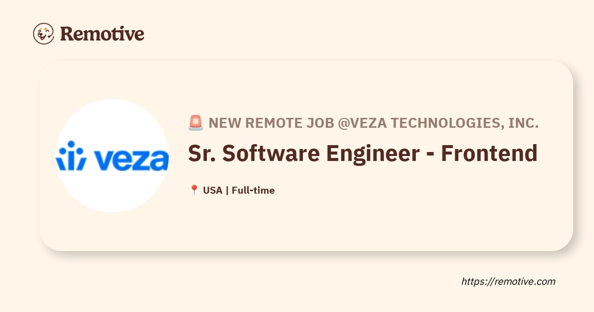 [Hiring] Sr. Software Engineer - Frontend @Veza Technologies, Inc.
