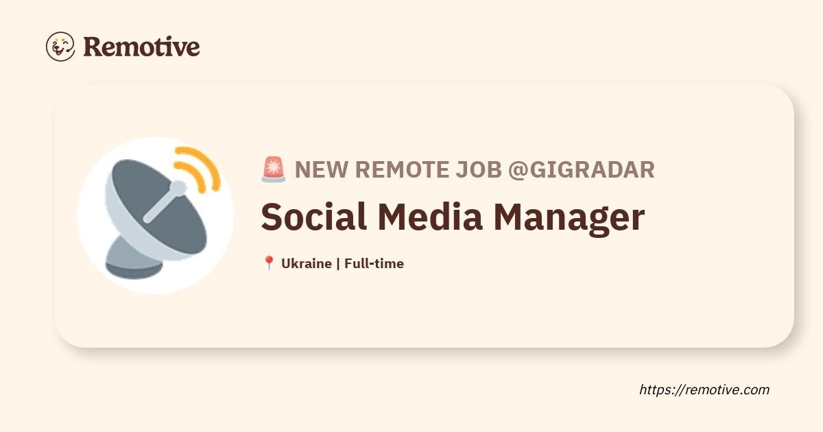 [Hiring] Social Media Manager @GigRadar