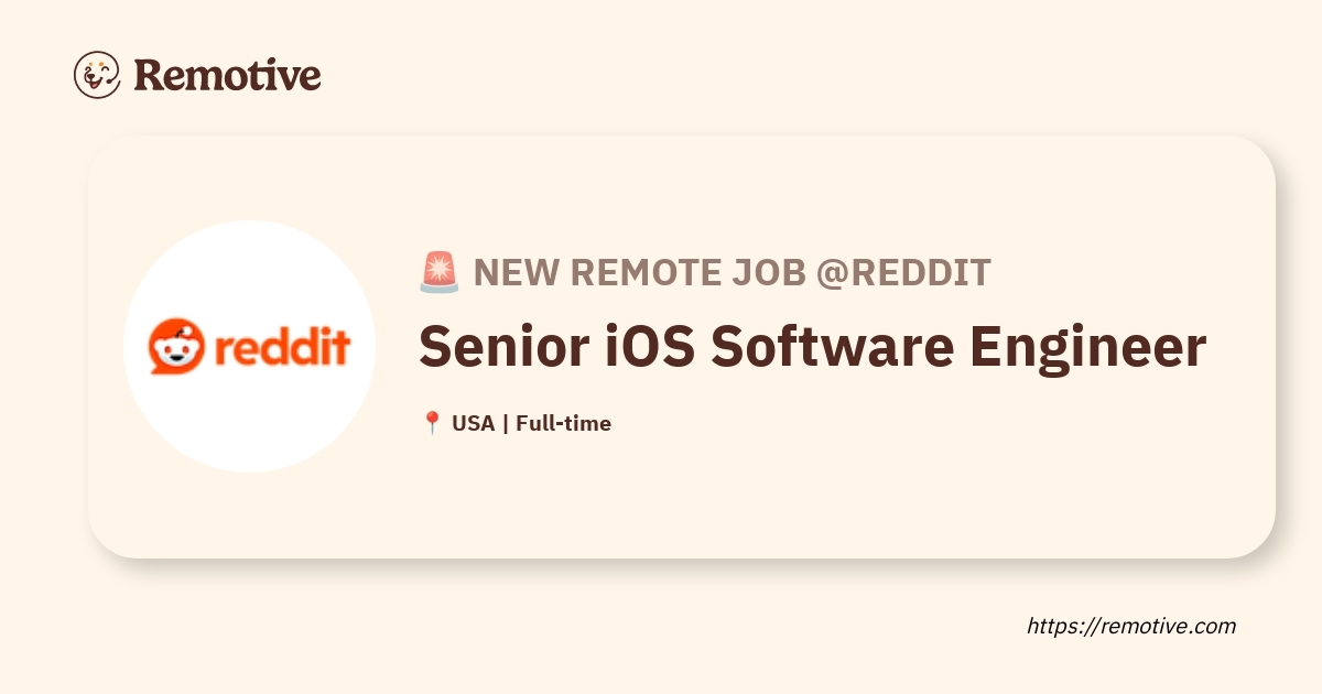 [Hiring] Senior iOS Software Engineer @Reddit